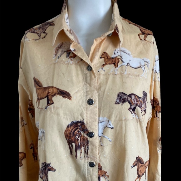 Vintage | Tops | Vintage Panhandle Slim Western Shirt Horses Rodeo ...